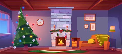 Home Room At Christmas Night Empty Interior Eve 13997971 Vector Art