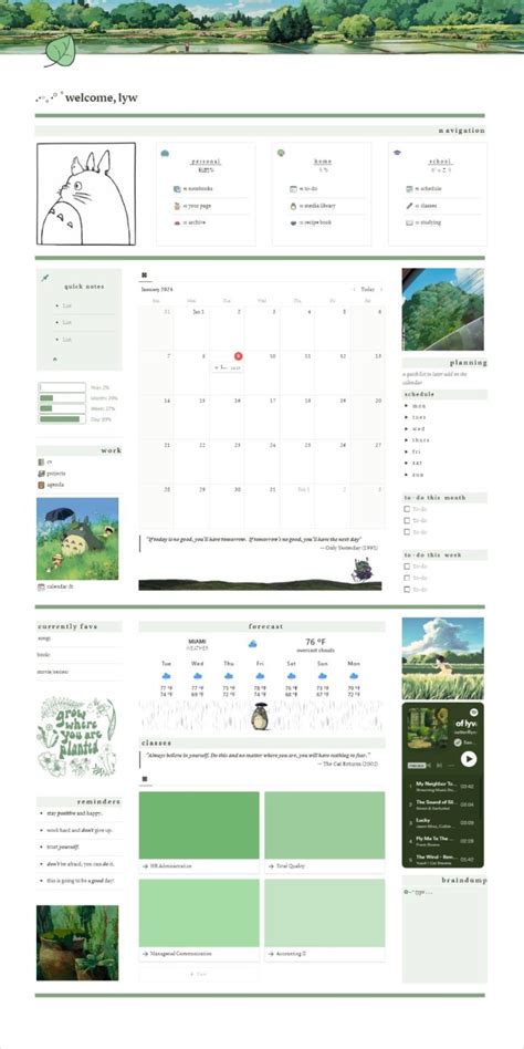 Ghibli Themed Notion Dashboard In Ghibli Diary Template Studio