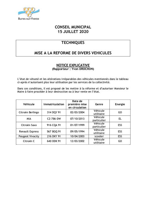 Calaméo 28 NOTICE PROJETDELIB Mise à La Réforme Véhicules