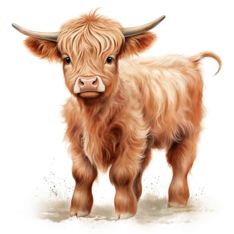 Premium Photo Baby Highland Cow Watercolor Photo
