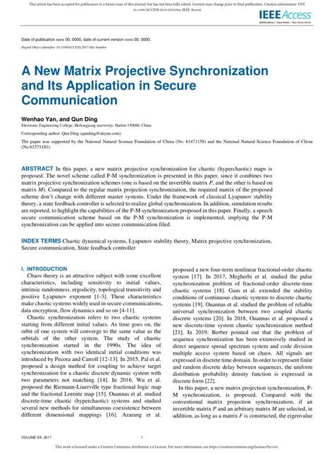 pdf a new matrix projective synchronization and its application in secure communication