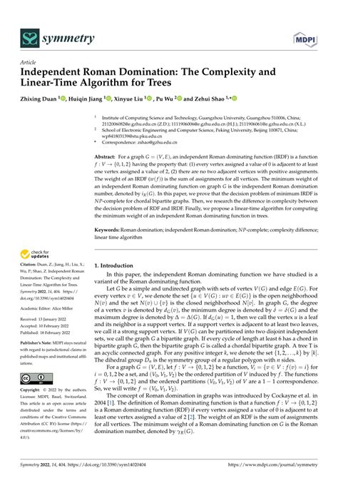 pdf independent roman domination the complexity and linear time algorithm for trees