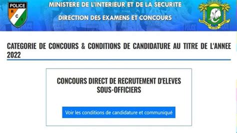 Concours De Police 2022 Ouvert Calendrier Procédure Et Conditions De
