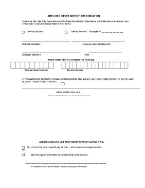 Fillable Online Employee Direct Deposit Authorization Form I Employee