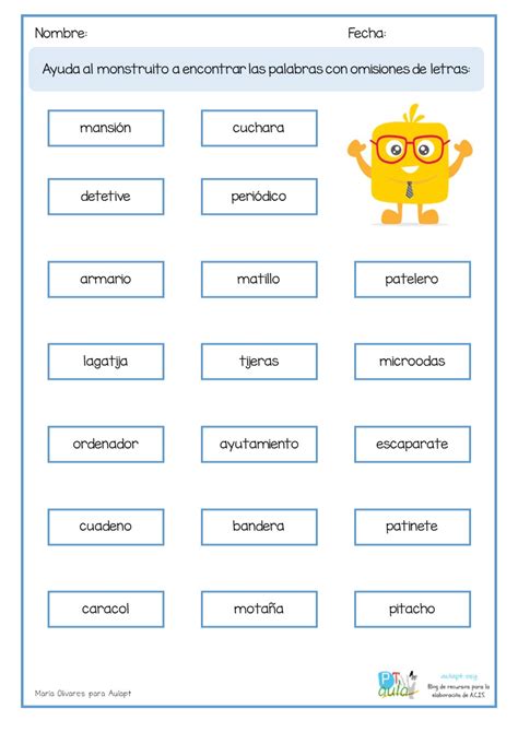 Fichas Para Encontrar Omisiones De Letras En Palabras Aula PT