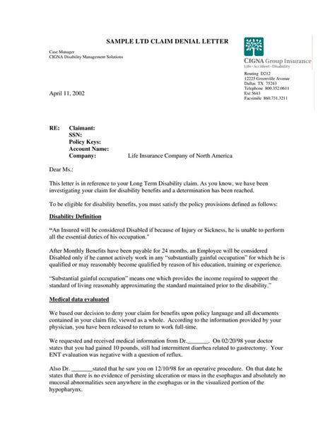 Claim Denial Letter Templates At Allbusinesstemplates