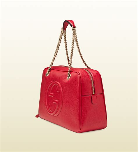 Lyst Gucci Soho Leather Chain Shoulder Bag In Red