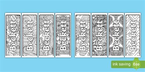 FREE Beckett Mindfulness Name Colouring Bookmarks