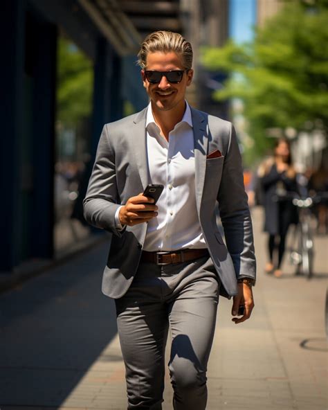 Business Grauer Anzug mit Weißem Hemd Hockerty