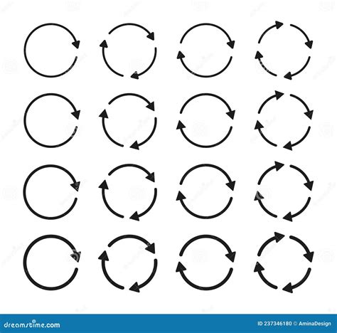 Set Of Circle Arrow Vector Icons Recycling Icon Circular Arrows Stock
