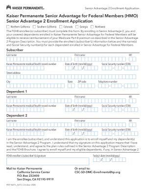 Fillable Online Healthplans Kaiserpermanente Enrollment Form Northwest