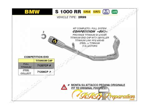 Ligne d échappement complète ARROW COMPETITION EVO pour moto BMW S 1000