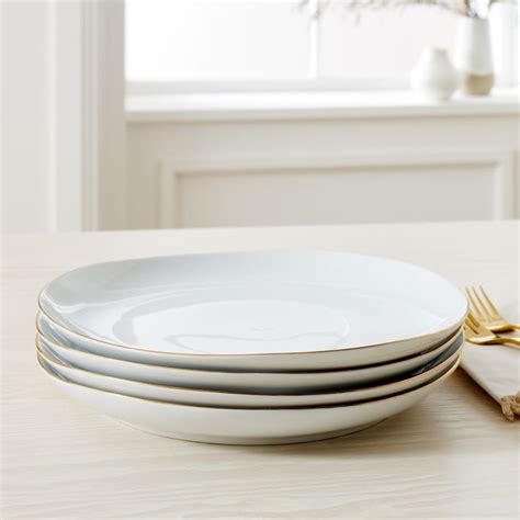 Organic Porcelain Gold Rimmed Dinner Plate Sets West Elm