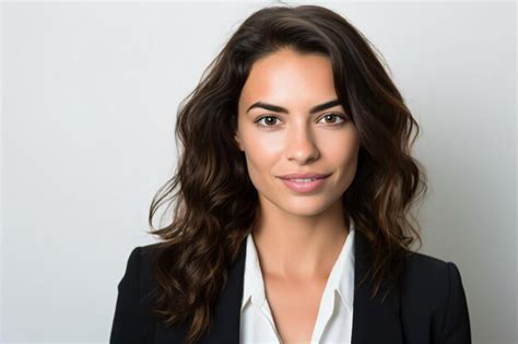 premium ai image a woman with long hair and a white shirt