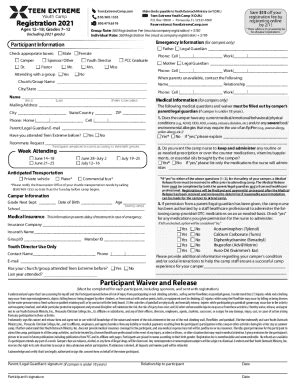 Fillable Online Static Pcci Teen Extreme Individual Application 2021