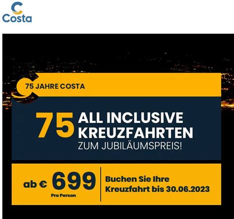 Costa All Inclusive Kreuzfahrten Ab 699 P P Z B Mittelmeer Ab