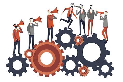 Premium Photo Vector Illustration Of Business People With Gears