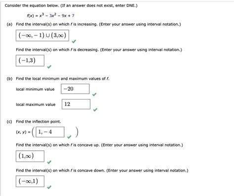 solved consider the equation below if an answer does not exist enter dne f x x3 3x2 9x