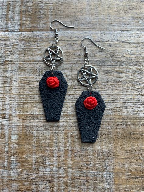 Gothic Coffin Earrings Coffin Lace Horror Coffin Earrings Halloween