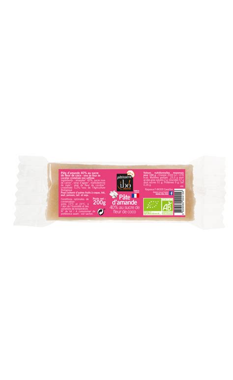 Pâte damandes 40 au sucre de fleur de coco bio IBO