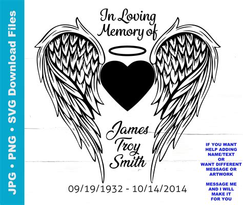 In Loving Memory Angel Wings Svg Add Name W Wings Angel Etsy Ireland