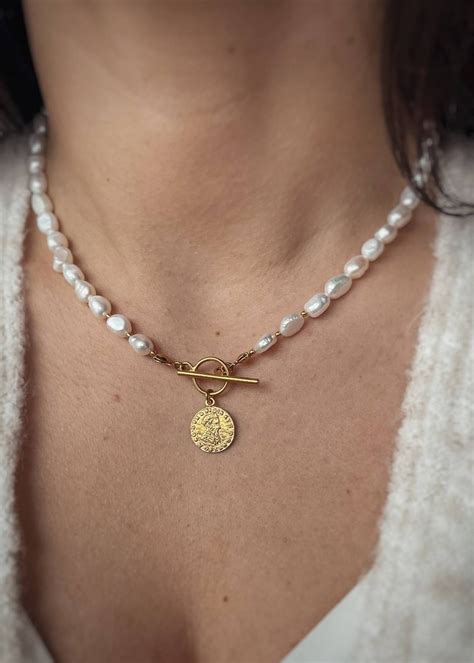Naszyjnik Perły Naturalne Hanna Pozłacany Z Zawieszką BRING Moda