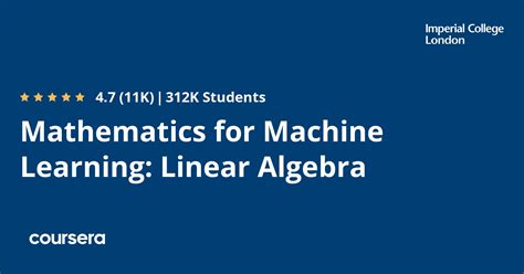 Mathematics For Machine Learning Linear Algebra Coursya