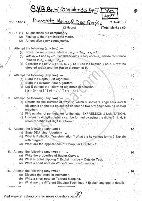 computer science 1 discrete mathematics and computer graphics 2016 2017 b sc computer science