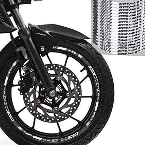 Adesivo Friso De Roda Refletivo Fz Fz Fz Aro Yamaha Cinza Preto