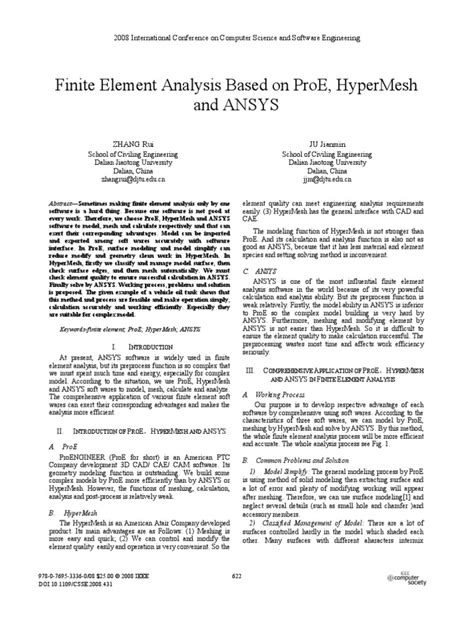 finite element analysis based on proe hypermesh and ansys pdf finite element method 3 d