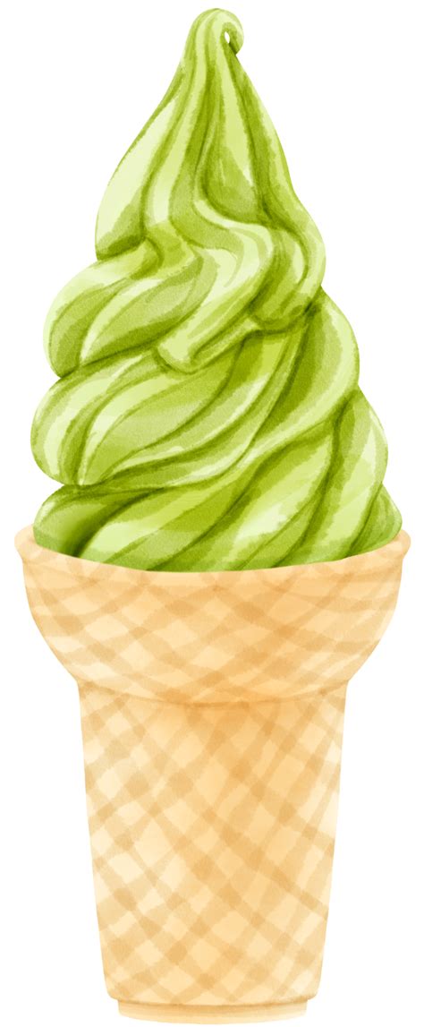 Green Tea Matcha Ice Cream Watercolor 9695376 PNG