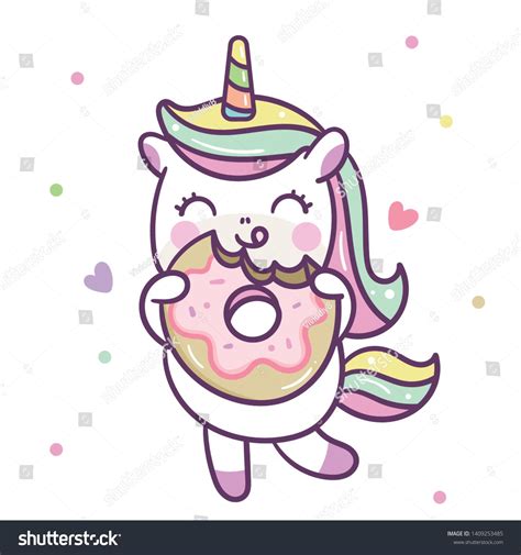 Cute Unicorn Vector With Donut Nursery Decoration Happy Summer