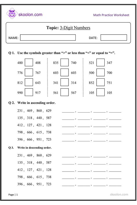 Digit Numbers Skoolon Worksheets Library
