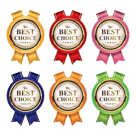 Premium Vector Set Of Colorful The Best Choice Premium Quality Badges