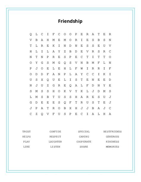 Friendship Word Search