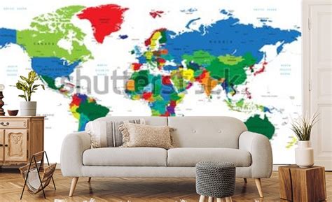 Fototapeta Polityczna Kolorowa Mapa Wiata W Kategorii Tematyka Mapy W