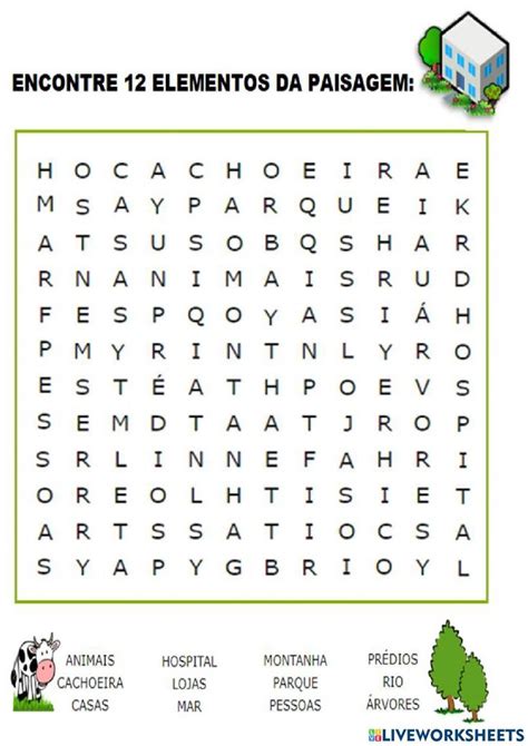 Ca A Palavras Paisagem Worksheet Geograf A