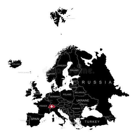 Grondgebied Van Zwitserland Op De Kaart Van Europa Op Een Witte