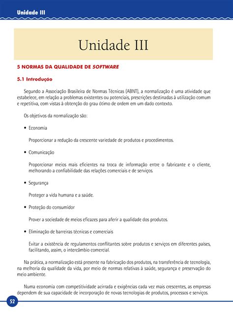 Livro Texto Unidade III Unidade III Unidade III 5 NORMAS DA QUALIDADE