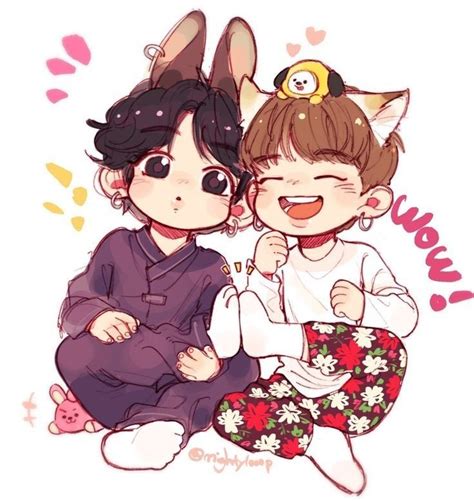 Bts Chibi Jikook Fanart Bts Vkook Fanart Arte Do Kawaii Bts The Best