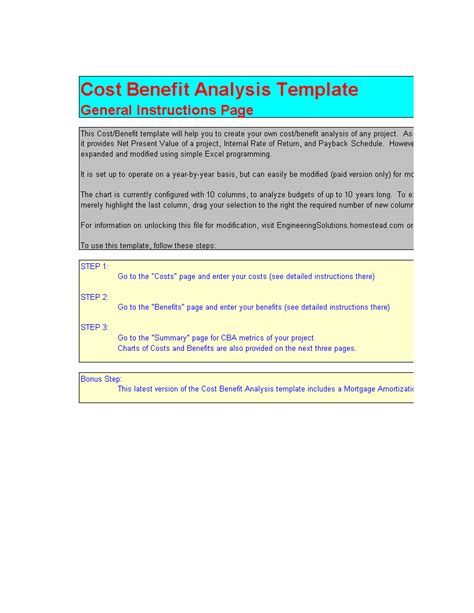 how to create a cost benefit analysis in excel sample excel templates