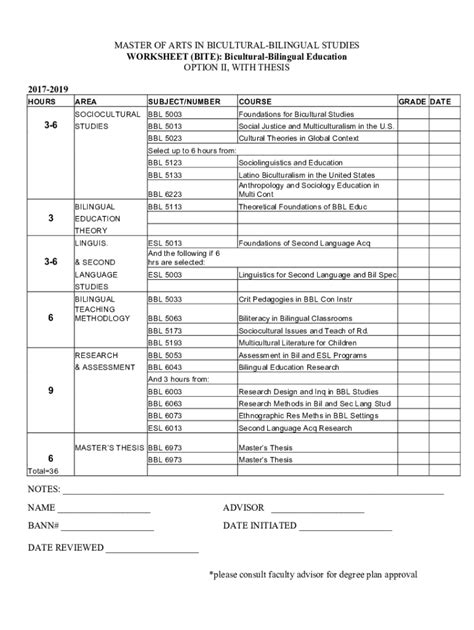 Fillable Online Education Utsa WORKSHEET BITE Bicultural Bilingual