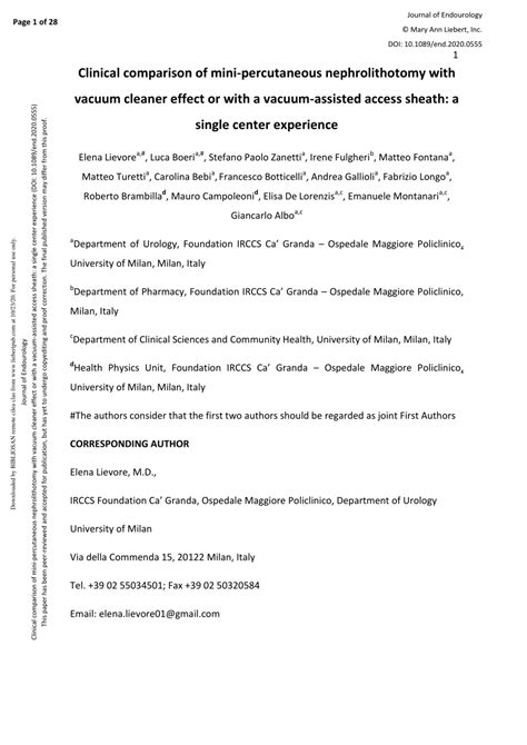 PDF Clinical Comparison Of Mini Percutaneous Nephrolithotomy With
