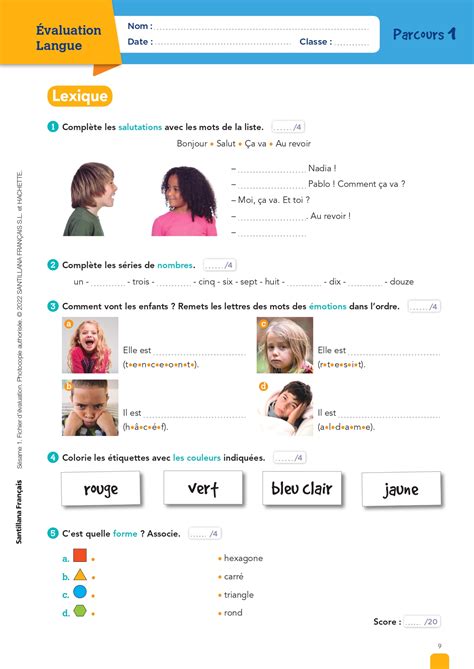 Sésame ouvre toi fichier d évaluation Santillana Français