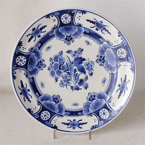 Porceleyne Fles Delft Wandbord Gedecoreerd Met Bloemen BK 1941