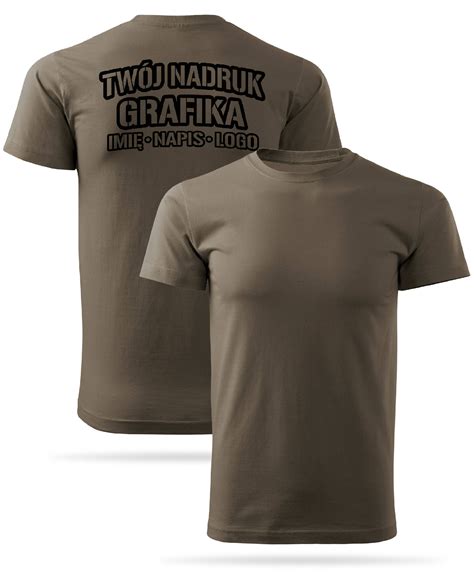 Koszulka T Shirt Z W Asnym Nadrukiem Br Zowa Odblaskowo Pl