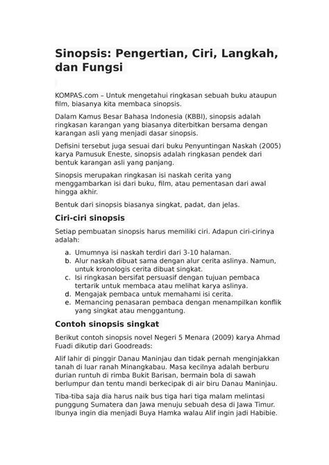 Ppt TM 3 Tambahan Sinopsis Sinopsis Pengertian Ciri Langkah Dan