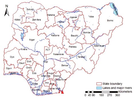 Map Of Nigeria Showing The 36 States And The Federal Capital Territory