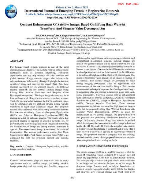 pdf contrast enhancement of satellite images based on lifting haar wavelet transform and