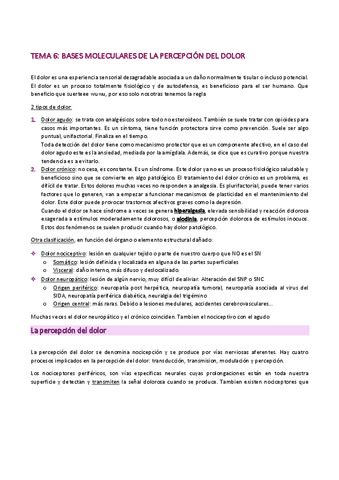 TEMA 6 BASES MOLECULARES DE LA PERCEPCION DEL DOLOR Pdf